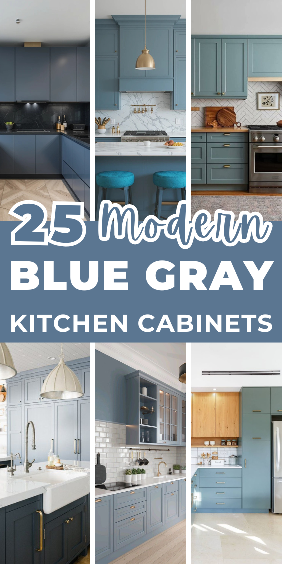 25 Blue Gray Kitchen Cabinets That Wow - Addicted To Organization
