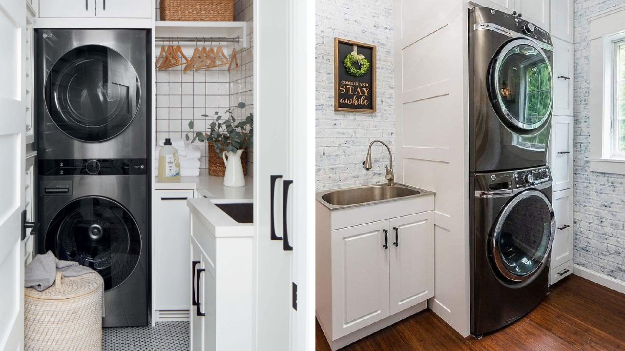 25 Small Laundry Room Ideas Stackable - Addicted To Organization